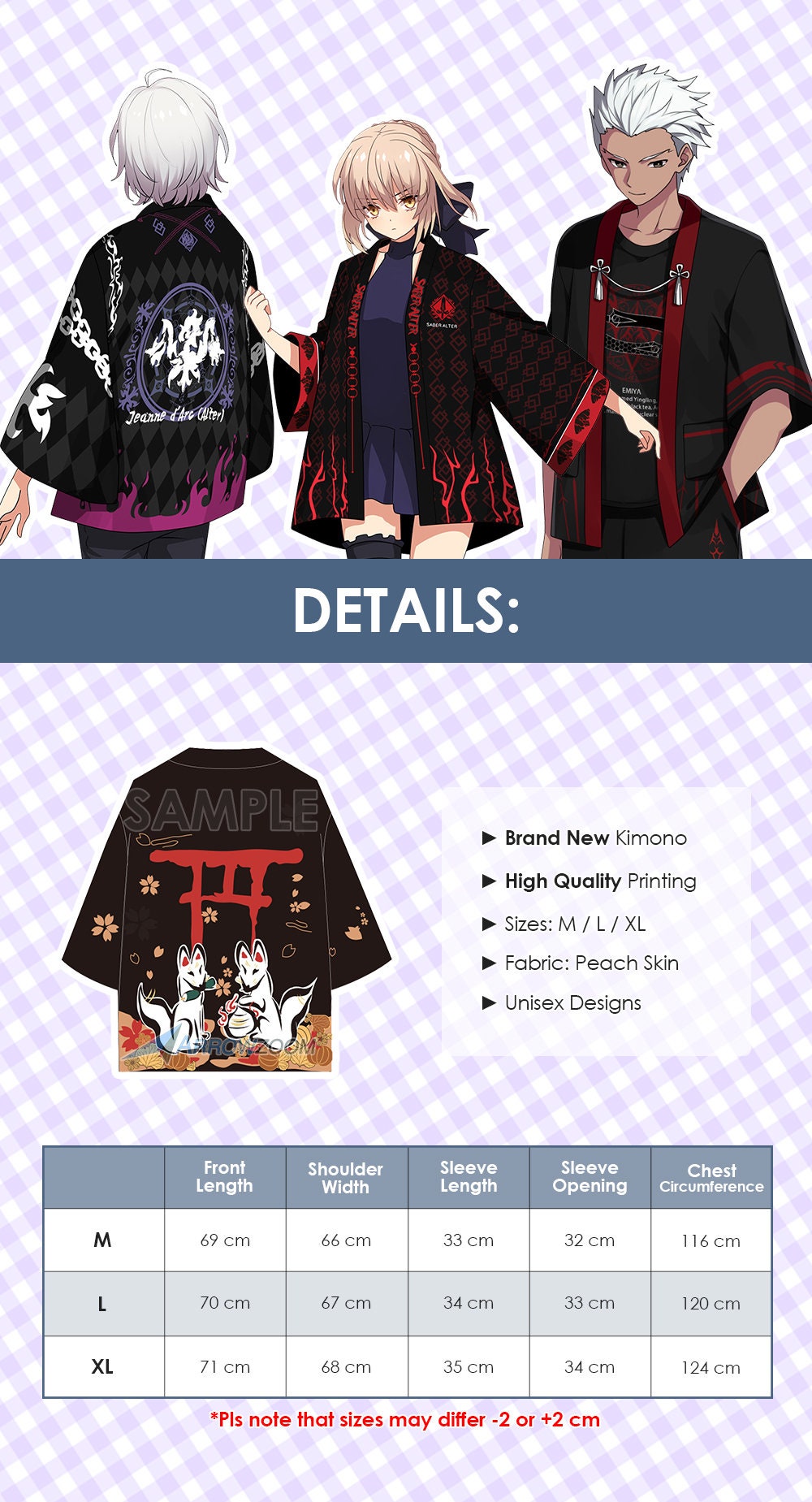 Custom Made Theme Kimono Haori Cardigan Cosplay Japanese Design Unisex ...