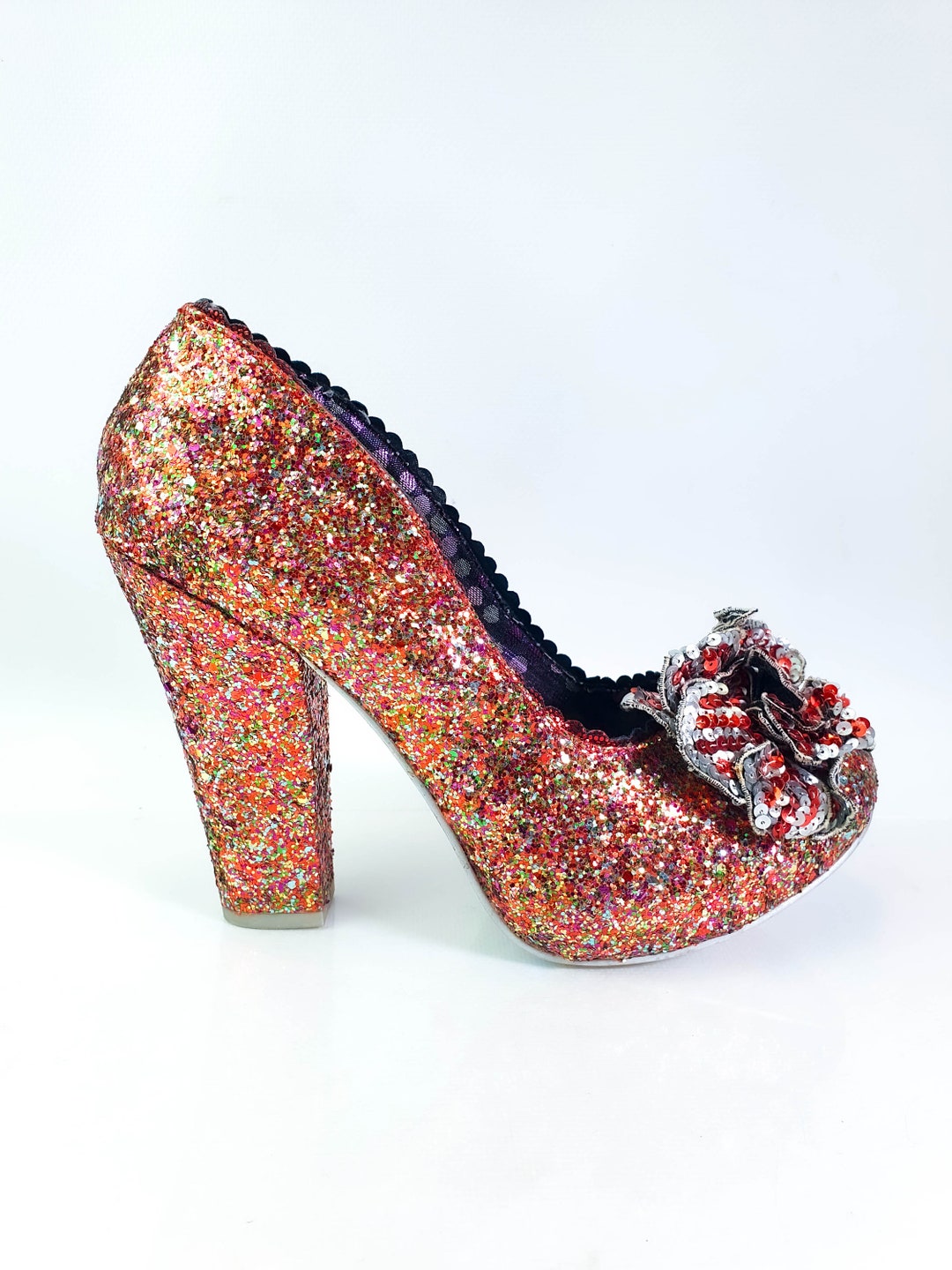 Colorful Glitter Heels Irregular Choice Block Heel Party New Year's Eve ...