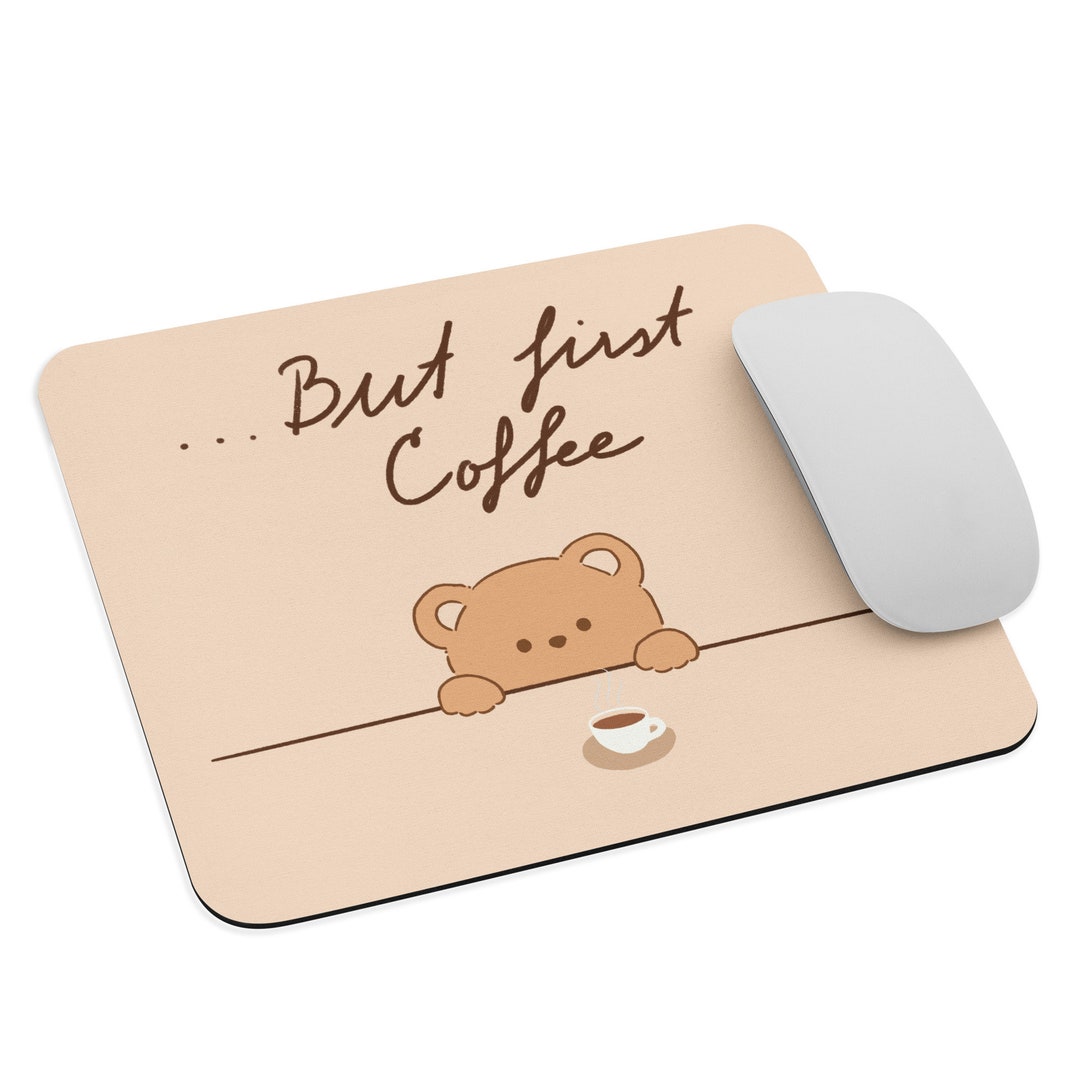 Teddy Bear Coffee Mouse Pad | Cute Desk Accessory for Coffee Lovers - Etsy