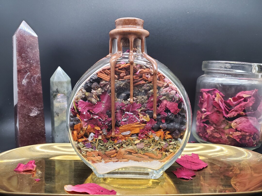 Home Blessing Spell Jar: Witchcraft Protection Bottle With Herbs ...
