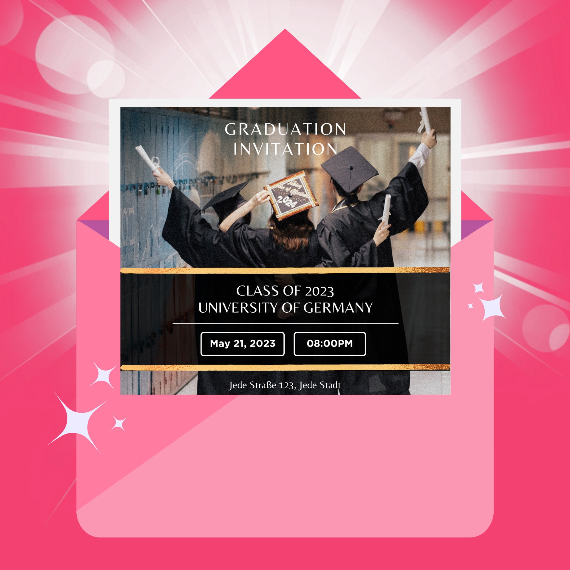 Editable Graduation Party Invitation Template With Photos for Instant ...