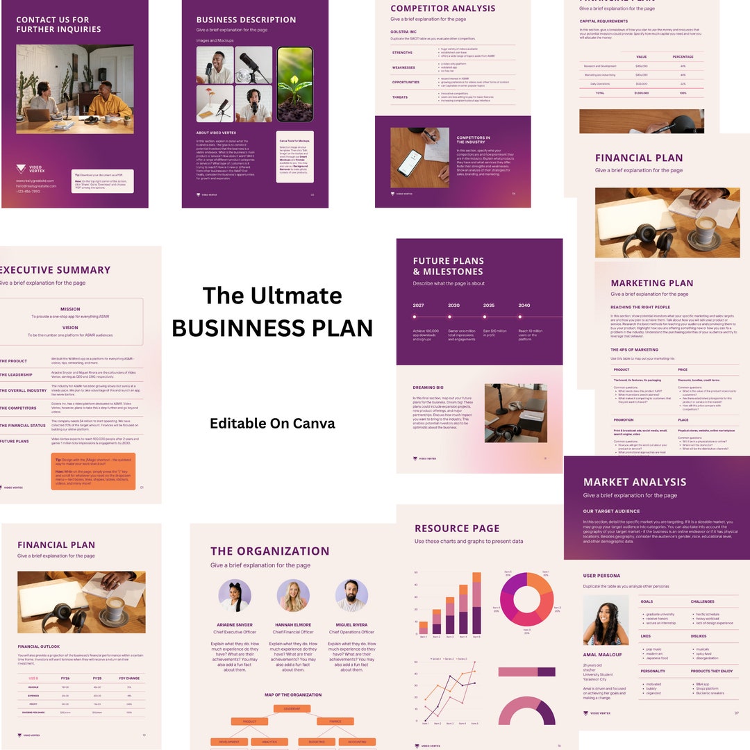 Canva Business Plan Template Startup, Business Plan Template Small ...
