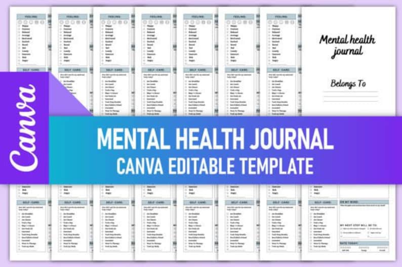 Mental Health Canva Template Journal for Mental Health Journal Health ...