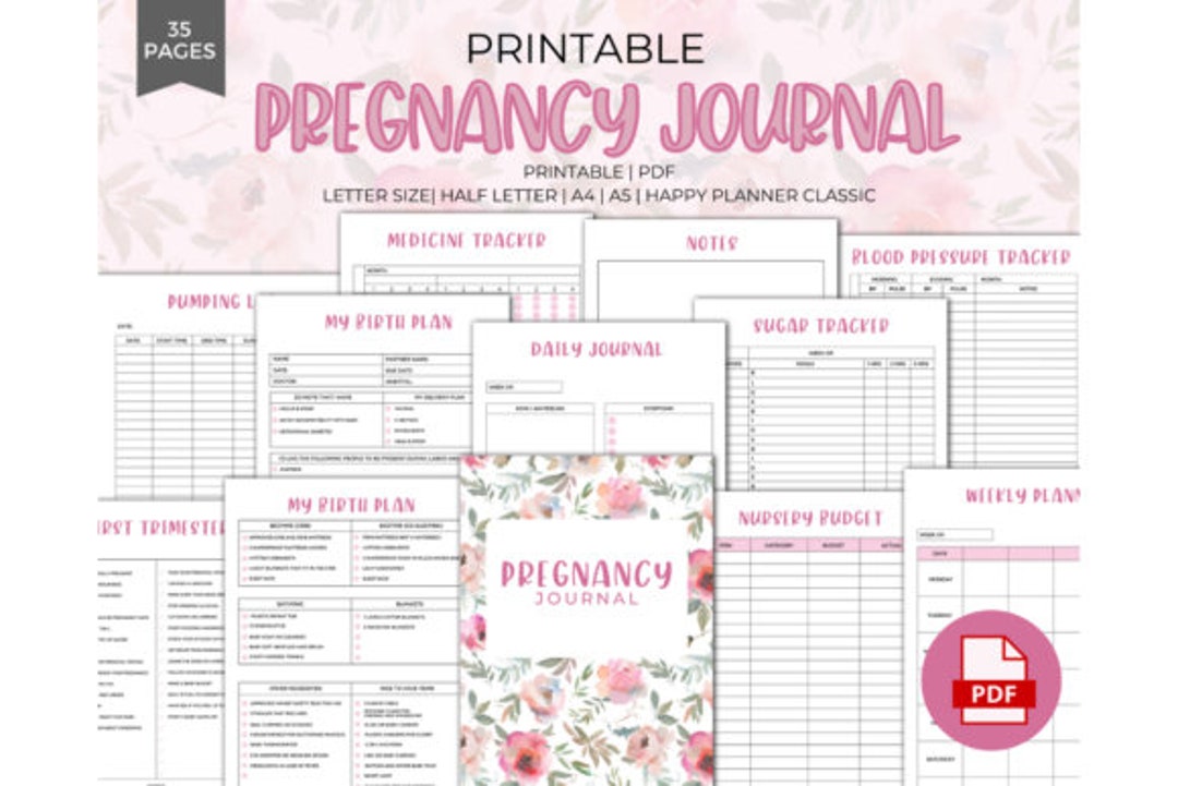 Pregnancy Journal Pregnancy Printable Journal Pregnancy Digital Journal ...