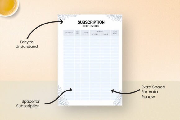 Subscription Tracker Printable Subscription Printable Subscription ...