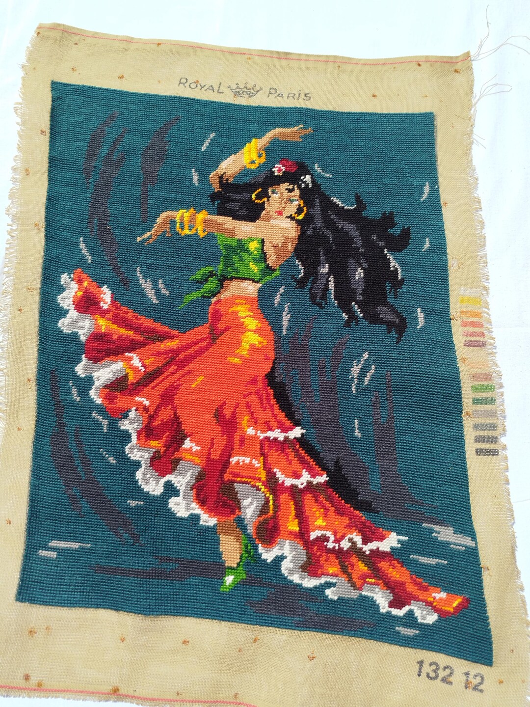Finished Canvas, Vintage French Tapestry, Superb Flamenco Dancer ...
