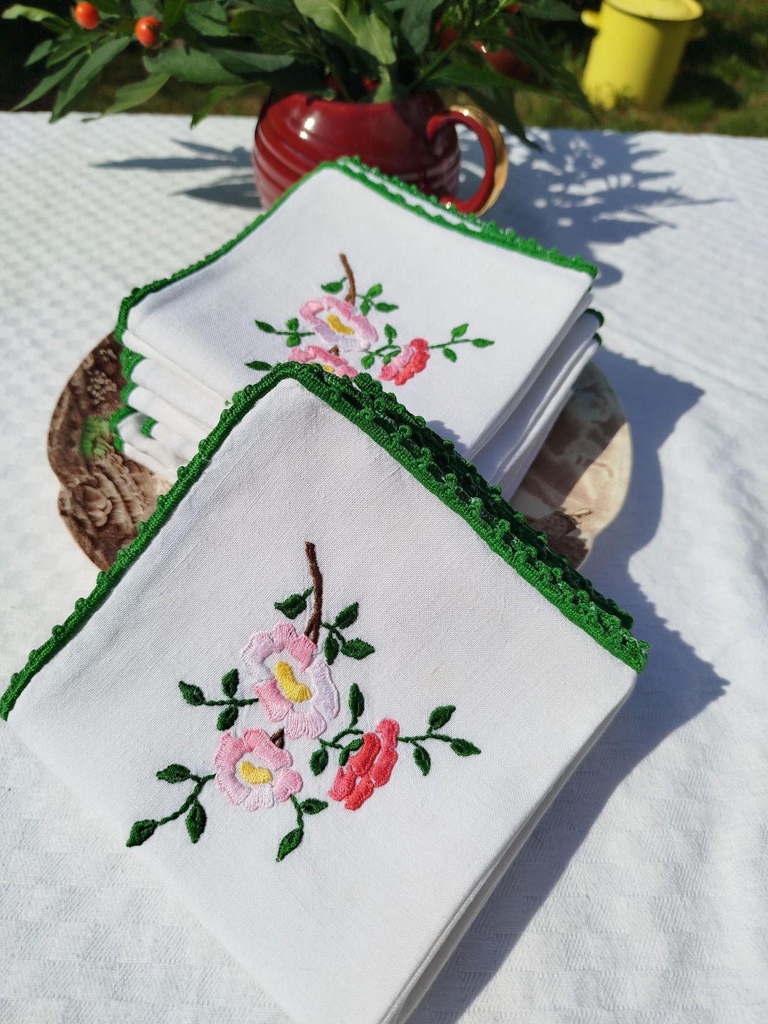 Superb Set of 11 Antique French Edwardian Cotton and Linen Napkins With ...