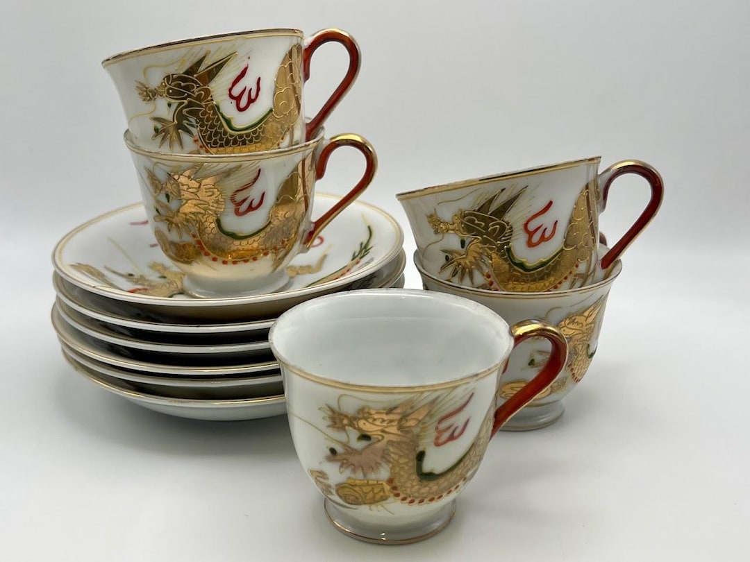 Gold Dragon Japanese Dragonware Teacups - Etsy