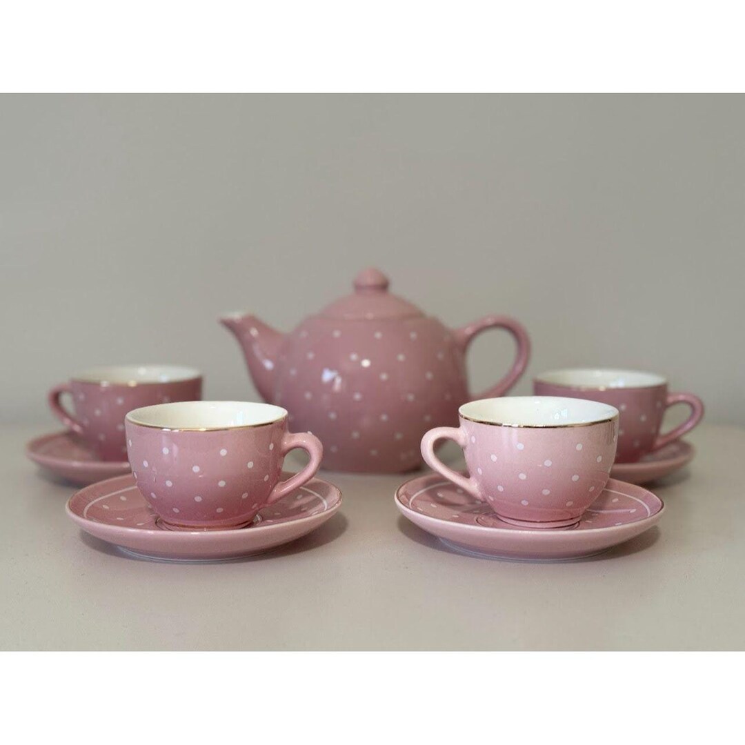 FAO Schwarz Pink Polka Dot Child Tea Set - Etsy