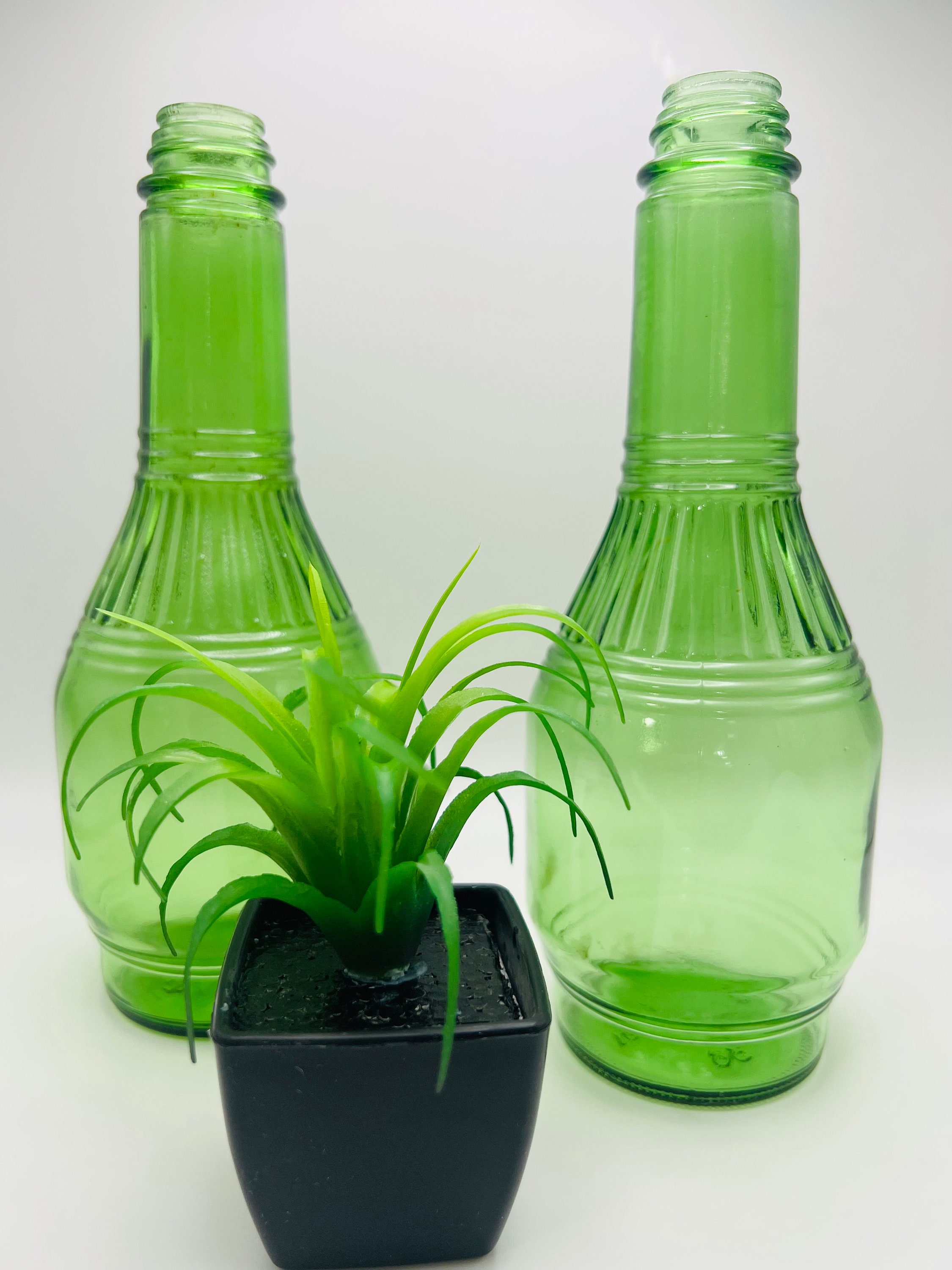 Vintage Anchor Hocking Green Glass Bottles - Etsy