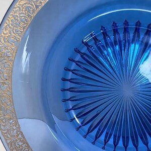 Vintage Cobalt Blue Gold Trim Plate - Etsy