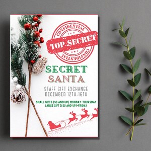 Secret Santa Flyer, Secret Santa Instructions, Office Secret Santa ...
