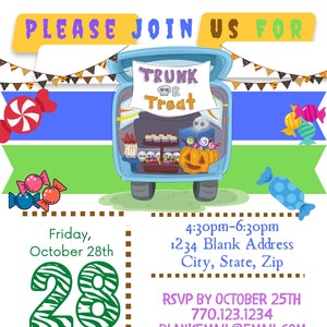 Trunk or Treat Flyer, Trunk or Treat Template, Fully Customizable ...