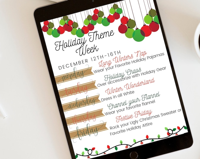 Holiday Theme Week School/preschool Spirit Week Office - Etsy