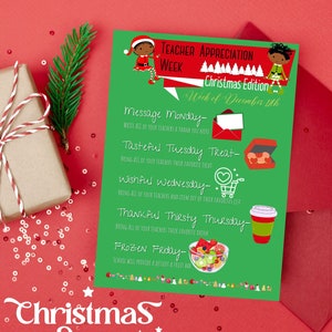 Teacher Appreciation Week, Winter Teacher Appreciation Week, Christmas ...