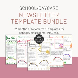 EDITABLE 2024 School Newsletter Template Bundle, Monthly Newsletter ...