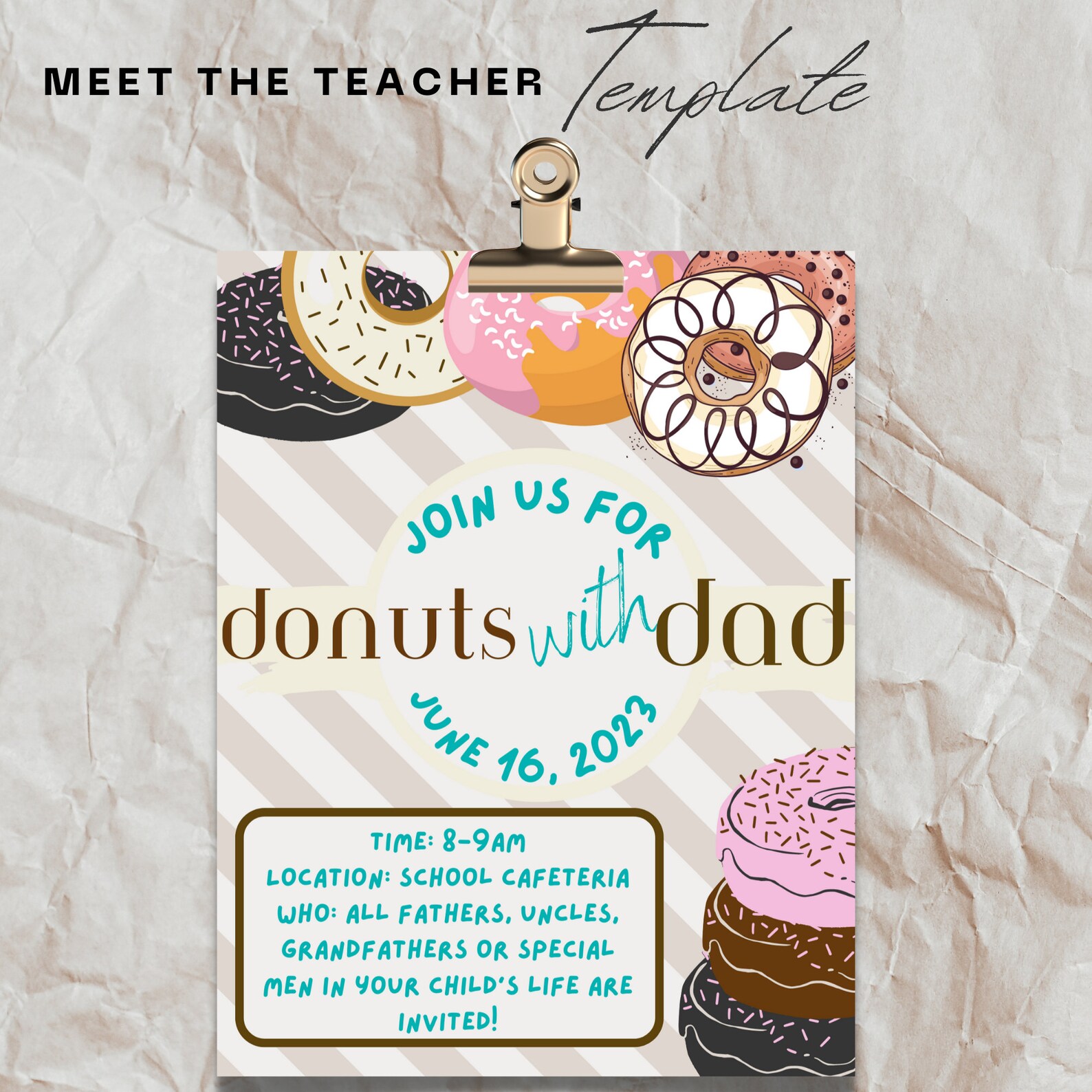 Donuts With Dad Flyer/invitation, Donuts With Dad Editable Template ...