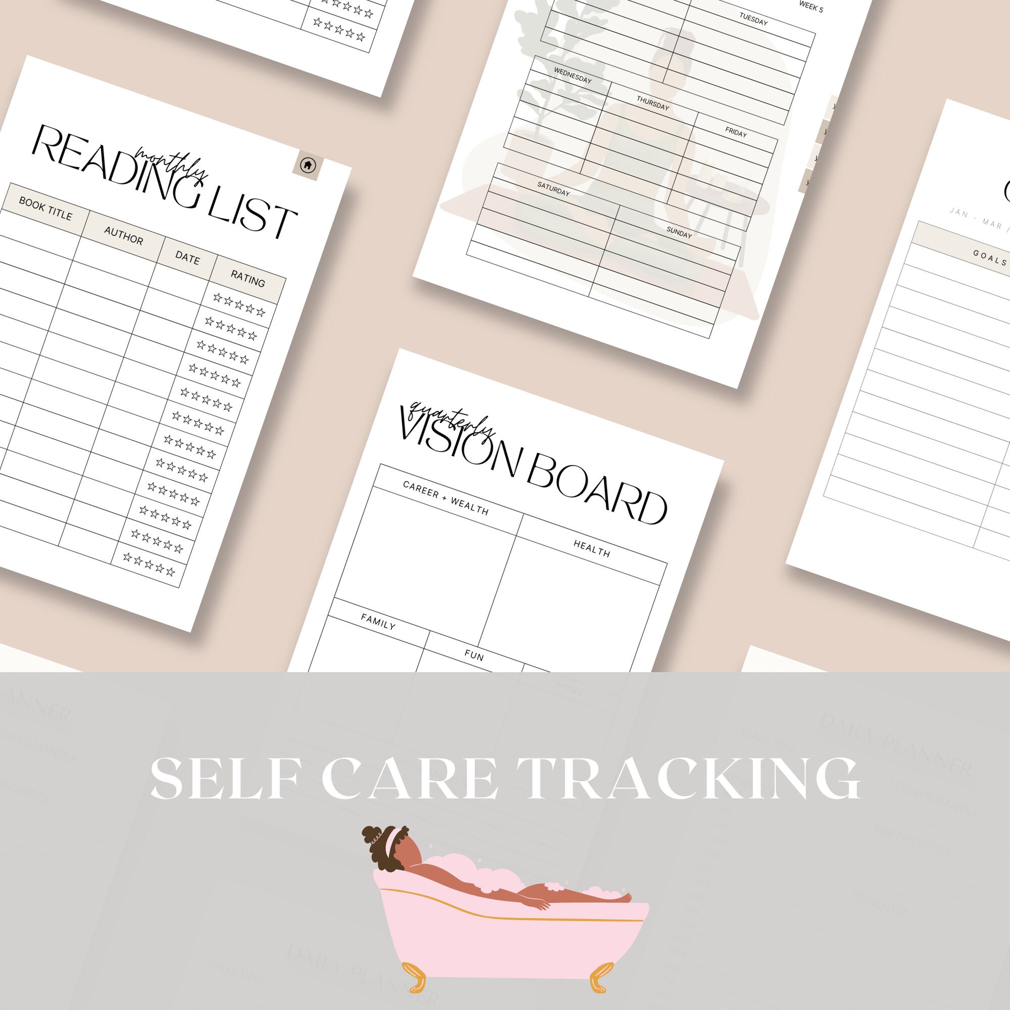 Neutral Planner Bundle, Printable Planner, Digital Planner Bundle ...