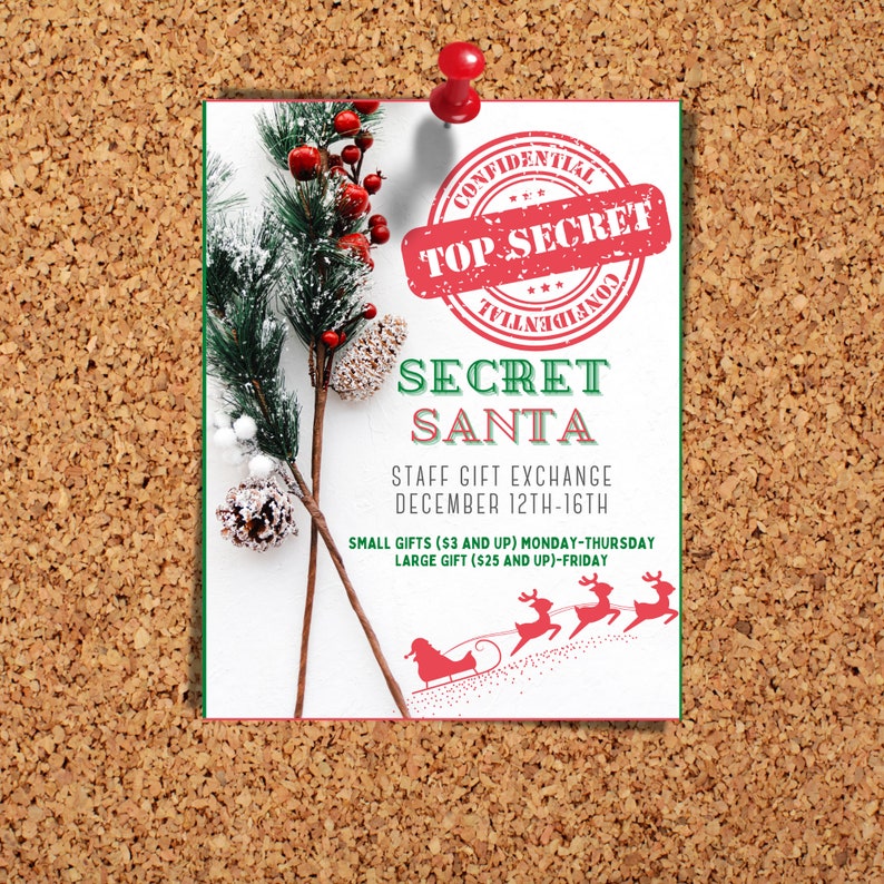 Secret Santa Flyer, Secret Santa Instructions, Office Secret Santa ...