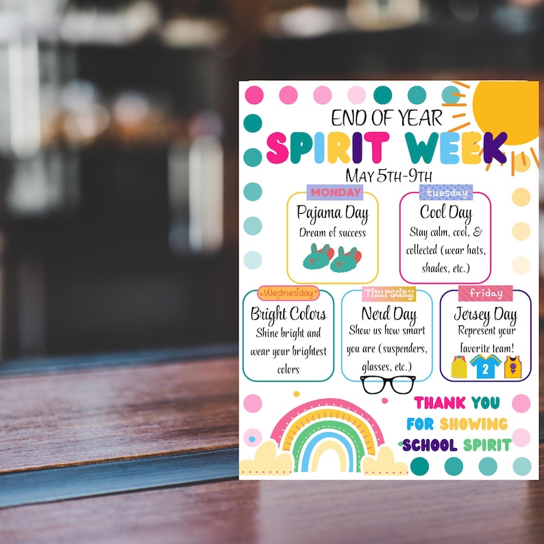 End‑of‑year Spirit Week Template | Editable Canva Download - Etsy