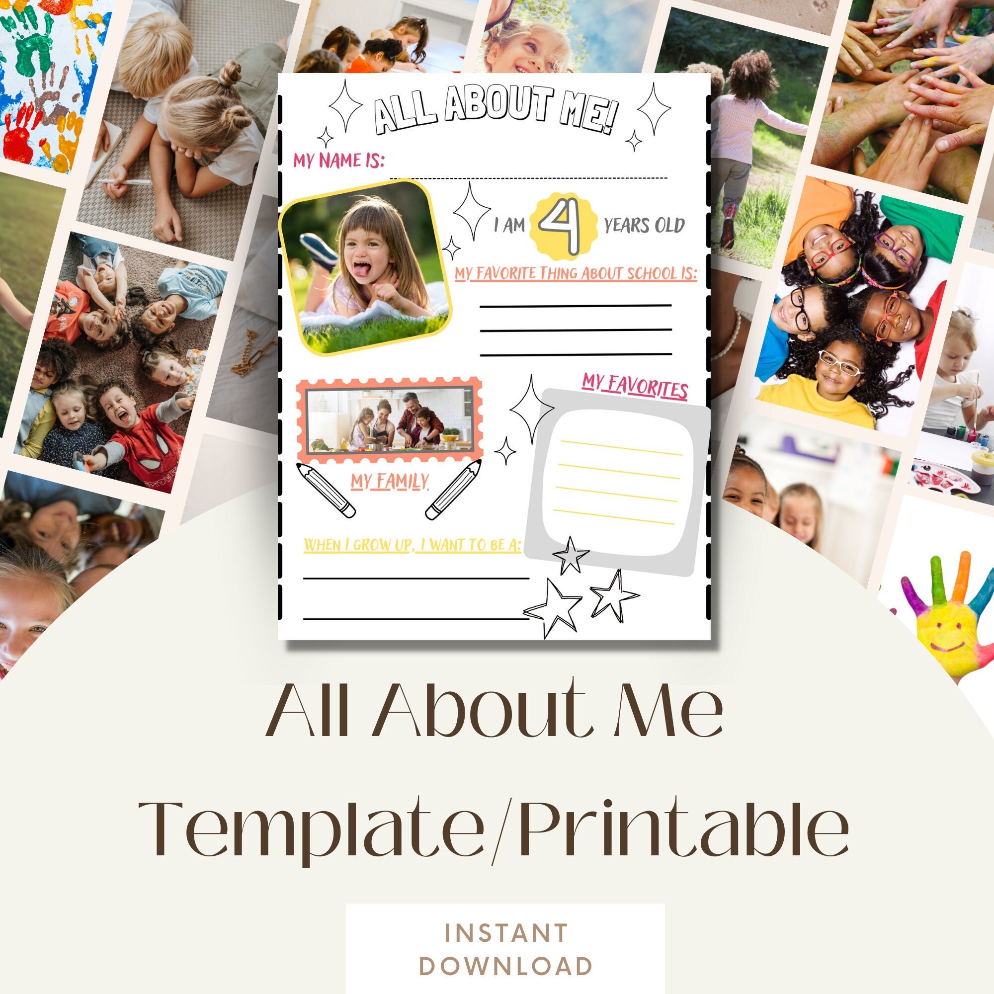All About Me Template/printable, First Day of School Project ...