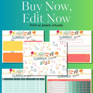 Summer Planner, Summer Organization Pack, Kids Summer Planner, Instant ...