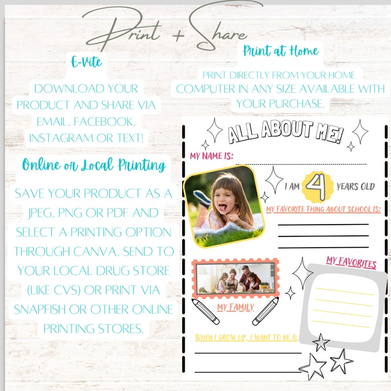 All About Me Template/printable, First Day of School Project ...