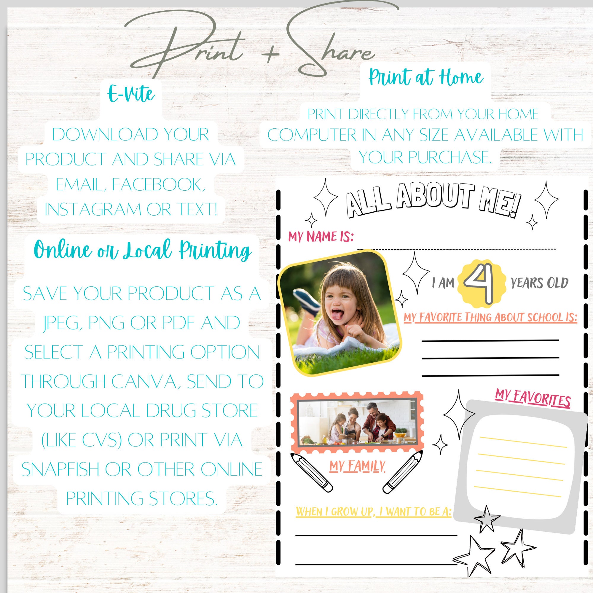 All About Me Template/printable, First Day of School Project ...