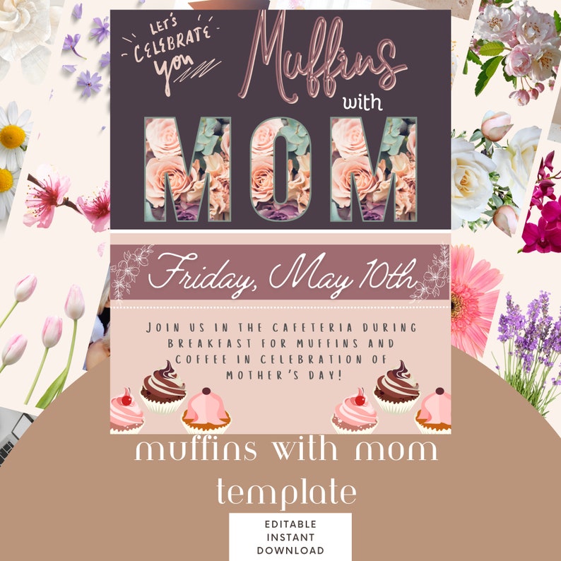 Muffins With Mom Flyer, Muffins With Mom Invitation/announcement ...