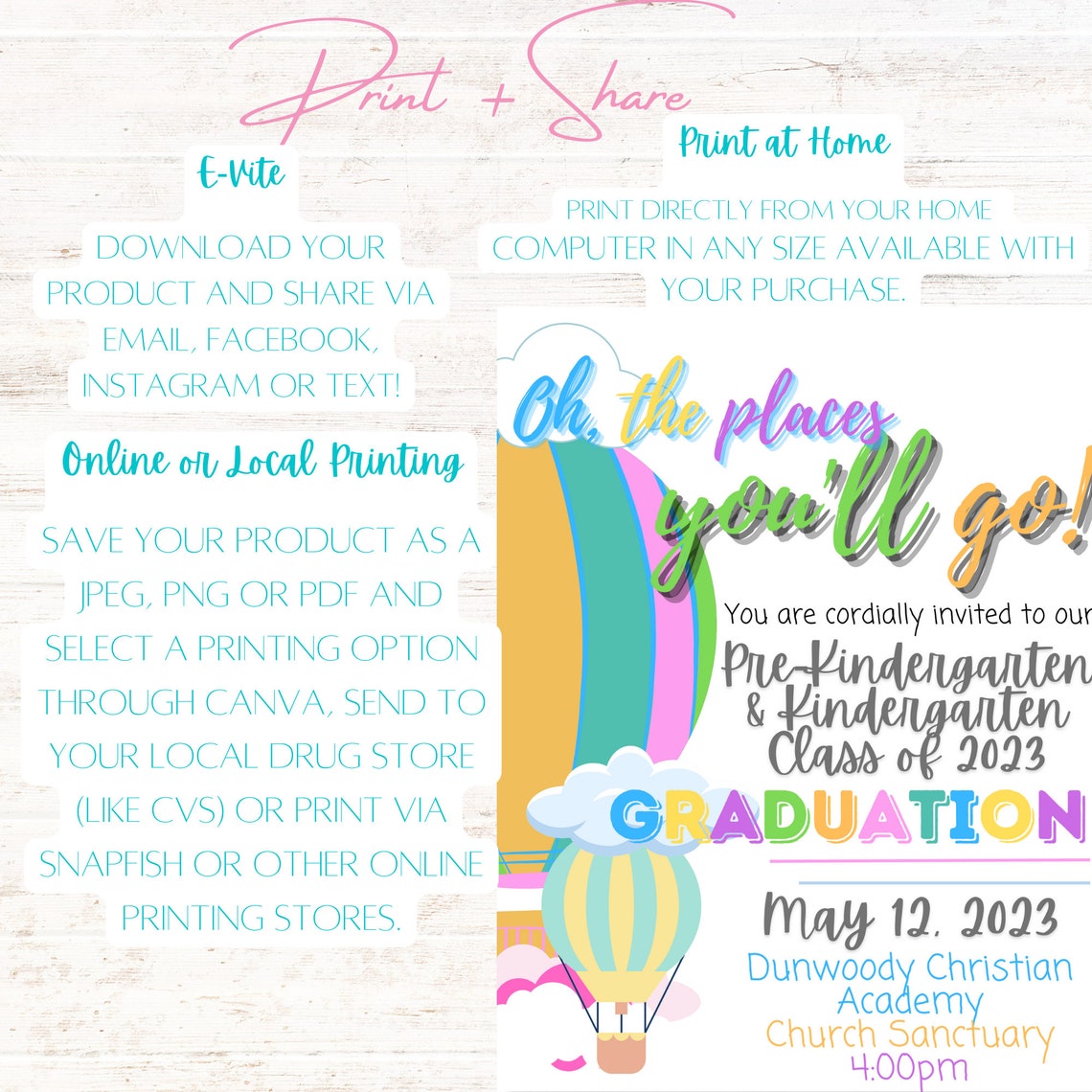 Preschool Graduation Invitation, Editable Pre-k & Kindergarten ...