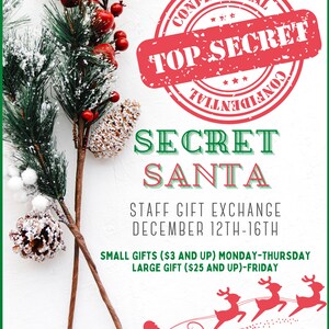 Secret Santa Flyer, Secret Santa Instructions, Office Secret Santa ...
