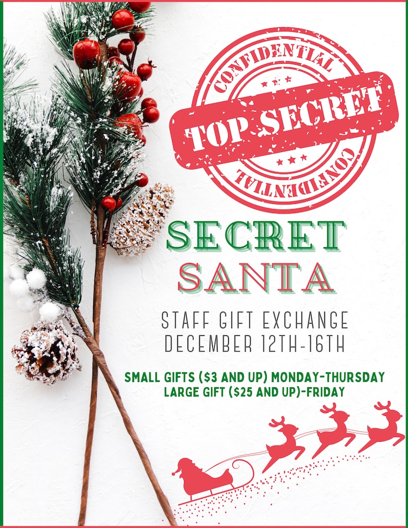 Secret Santa Flyer, Secret Santa Instructions, Office Secret Santa ...