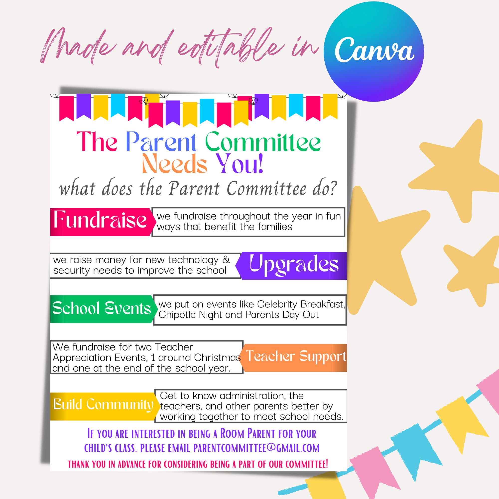 Printable/editable PTO/PTA Recruitment Flyer, Newsletter, Fundraising ...