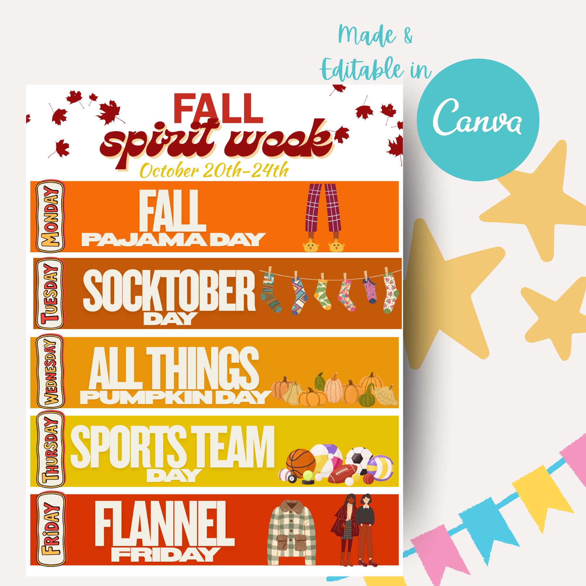 Editable Fall Theme Week Flyer | Canva Template (pro) | School Festival ...