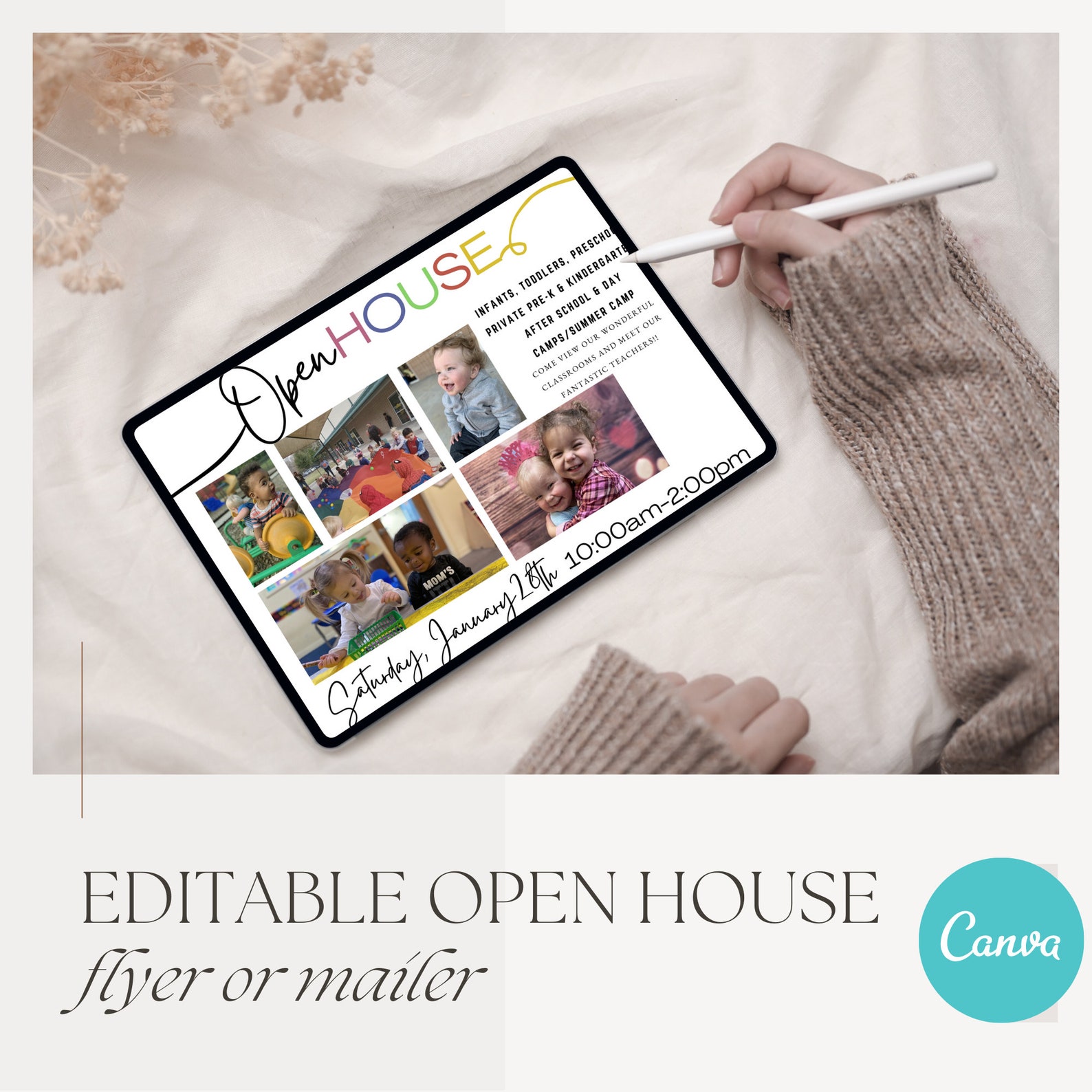 Childcare Open House Flyer, Preschool Open House Mailer, Open House ...