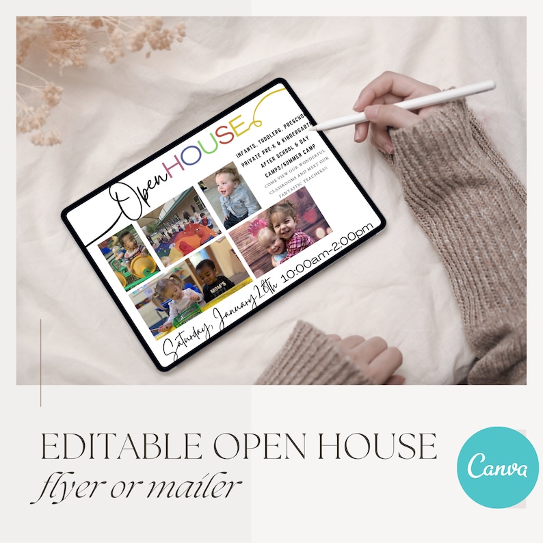 Childcare Open House Flyer, Preschool Open House Mailer, Open House ...