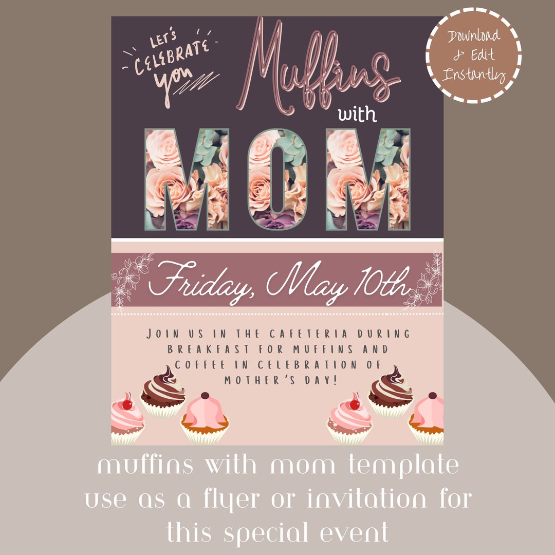 Muffins With Mom Flyer, Muffins With Mom Invitation/announcement ...