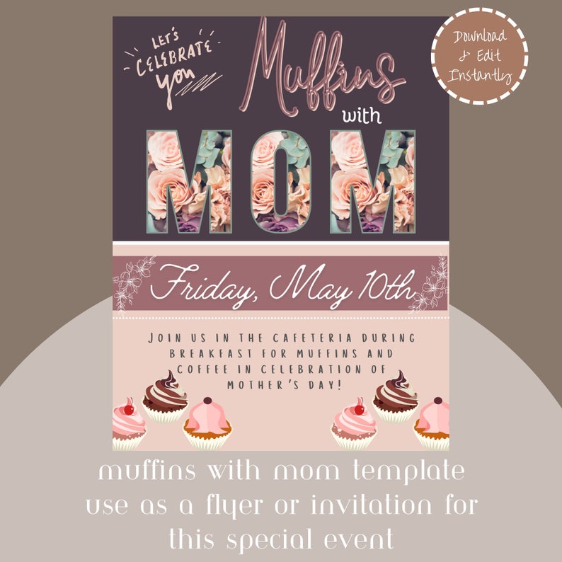 Muffins With Mom Flyer, Muffins With Mom Invitation/announcement ...