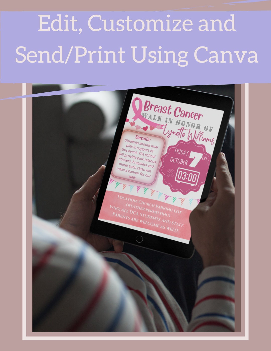 Breast Cancer Flyer, Breast Cancer Walk Flyer, Breast Cancer Awareness ...