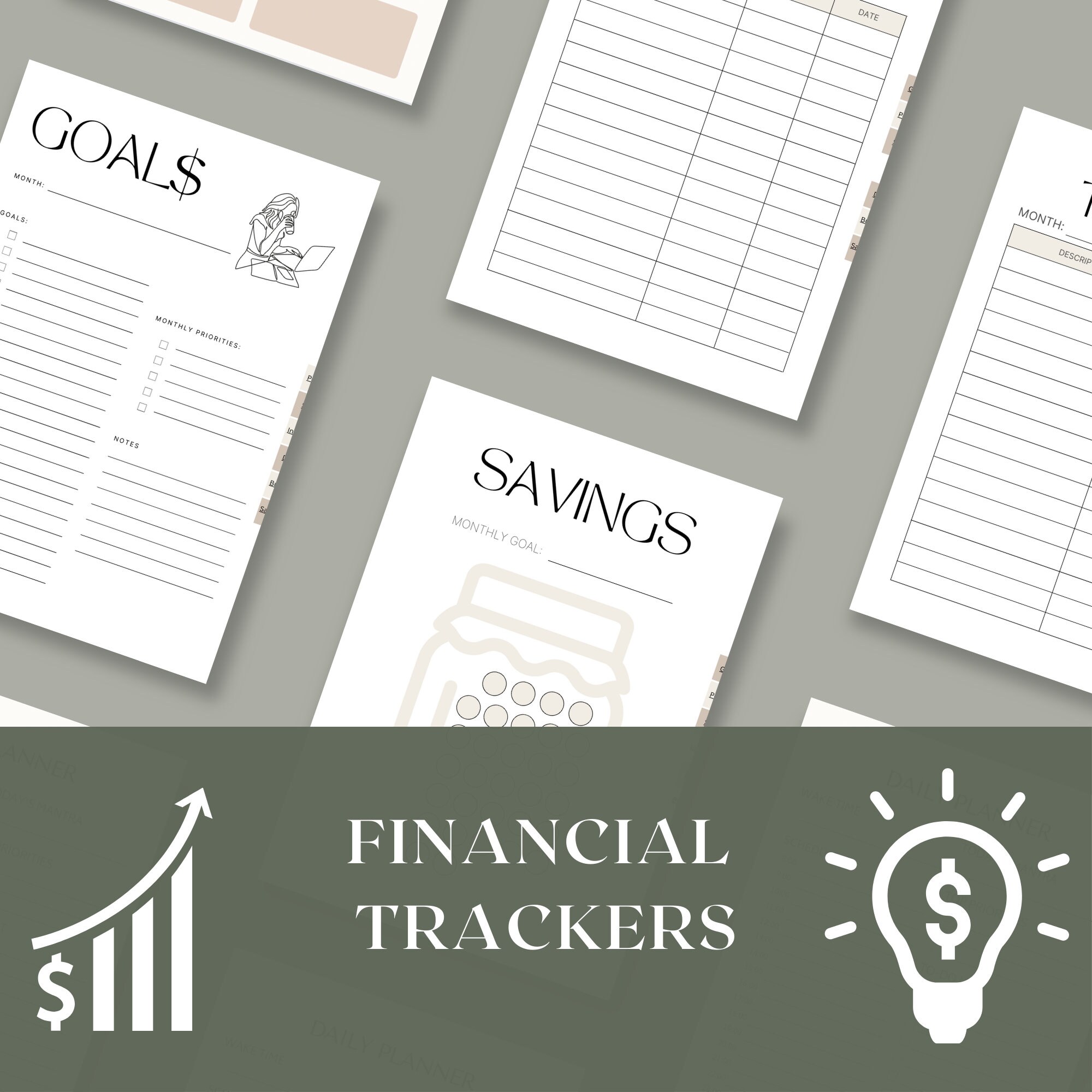 Neutral Planner Bundle, Printable Planner, Digital Planner Bundle ...