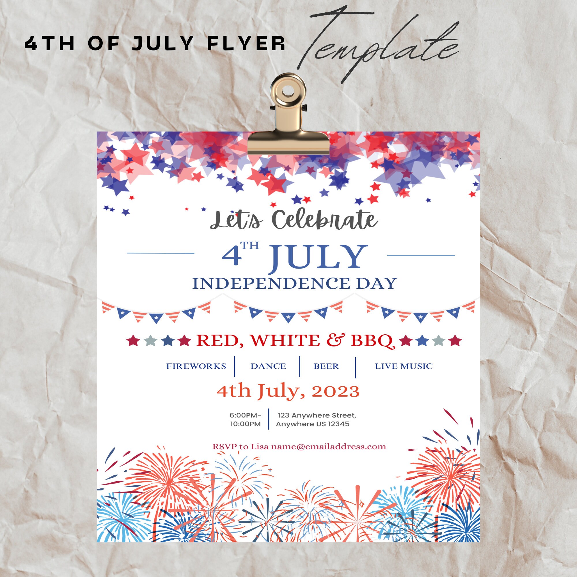 Editable 4th of July Parade + Independence Day BBQ Template Bundle ...