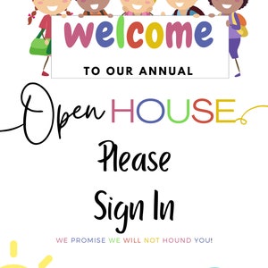 School Open House Sign In Preschool Open House Sign In Open - Etsy