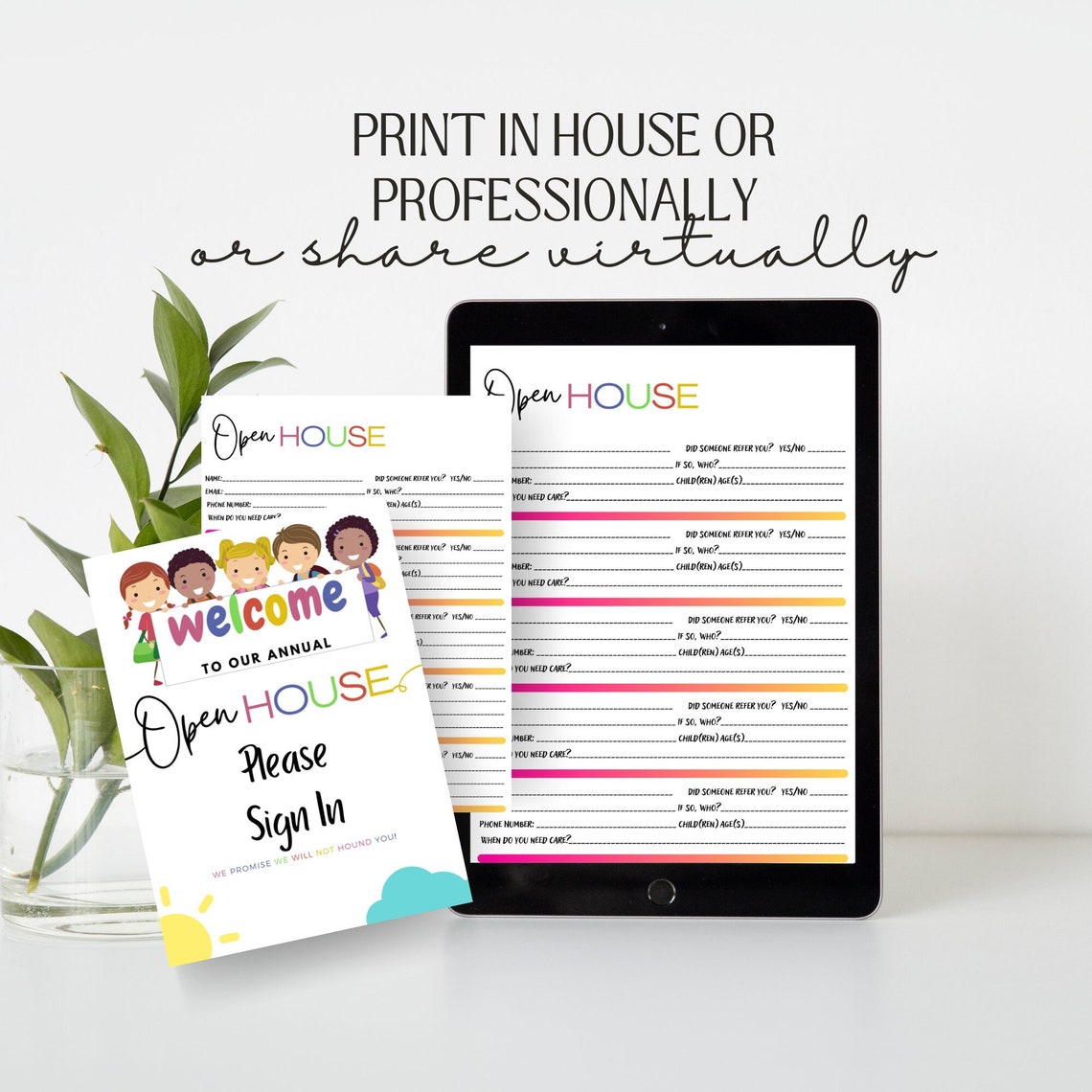 School Open House Sign In, Preschool Open House Sign In, Open House ...