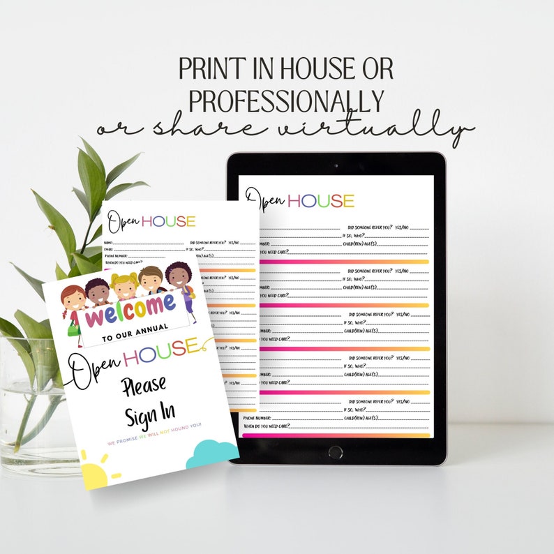 School Open House Sign In, Preschool Open House Sign In, Open House ...