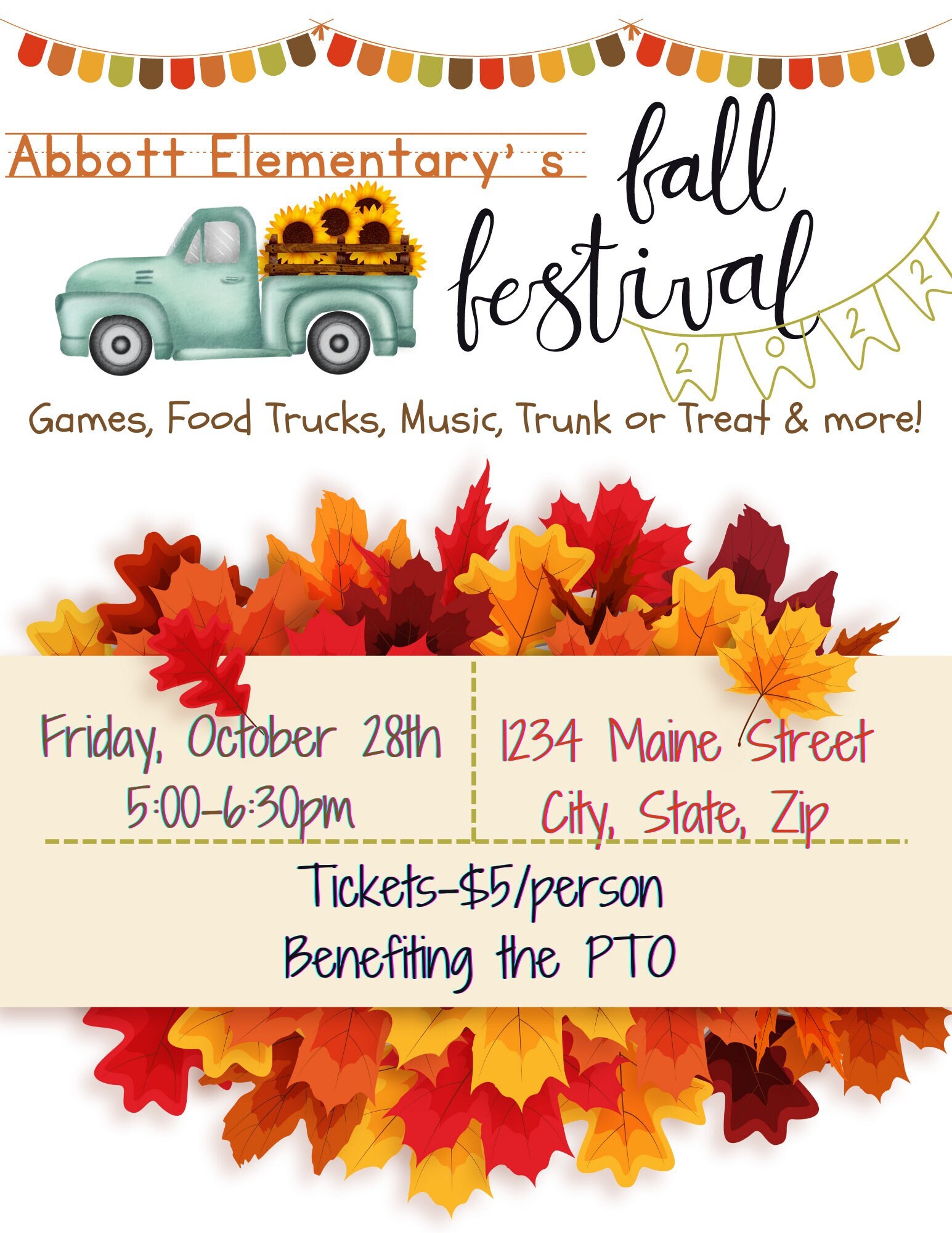 Fall Festival Flyer, School Festival Invitation, Digital, Instant ...