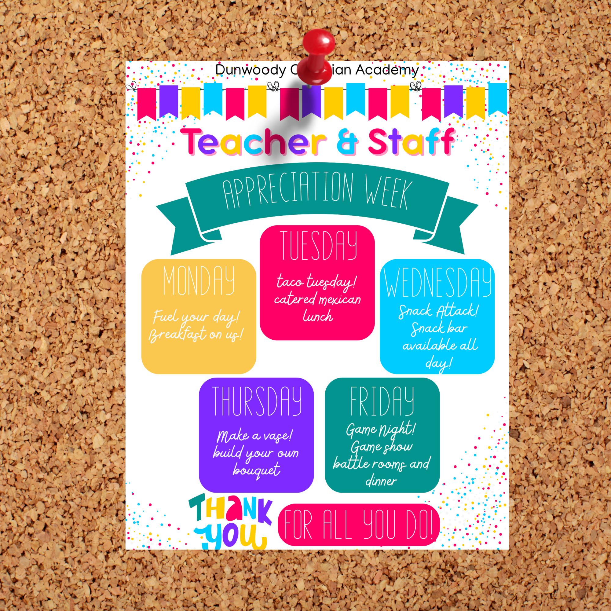 Teacher Appreciation Week Schedule Template | Editable Canva Flyer ...
