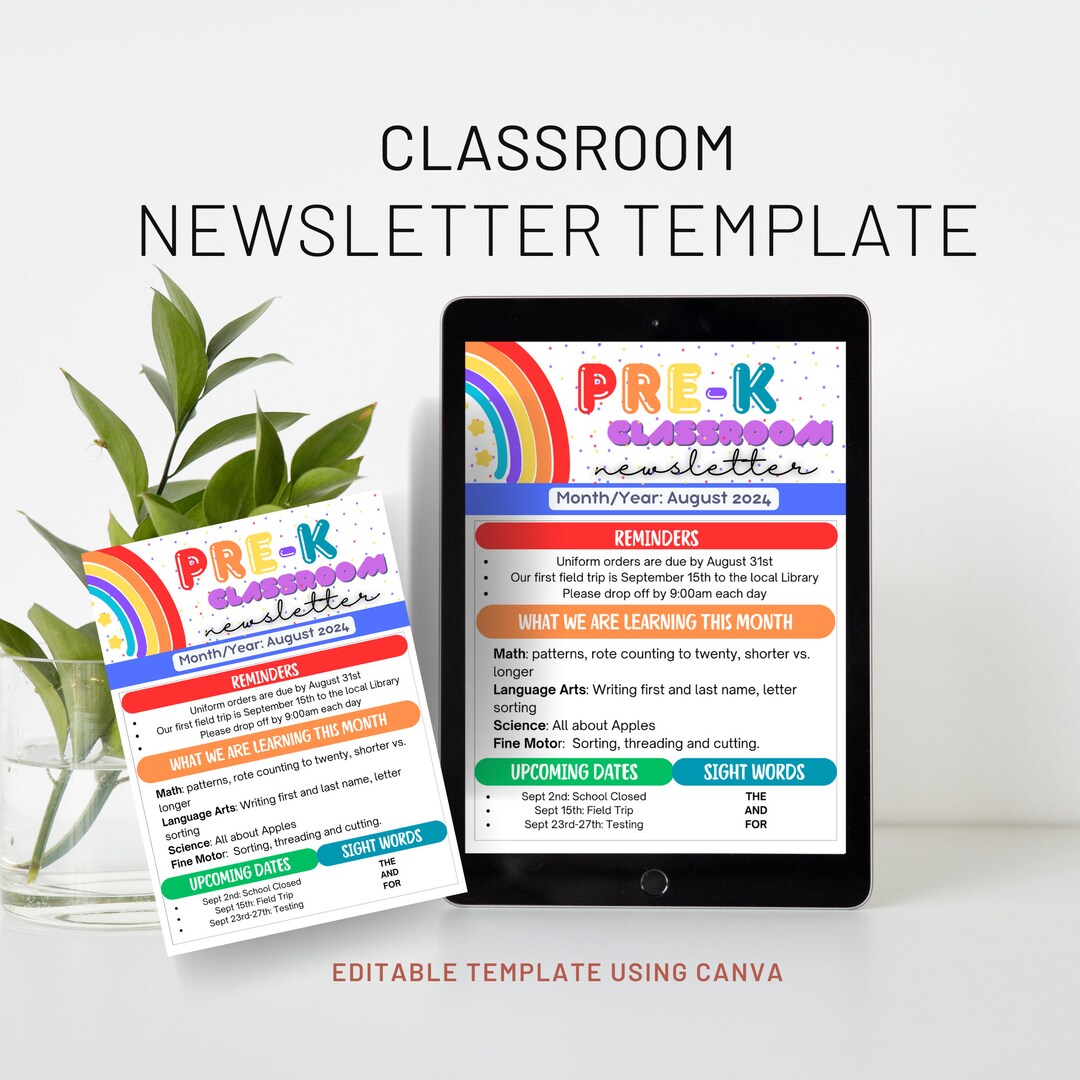 Classroom Newsletter, Weekly/monthly Newsletter, Editable Newsletter ...