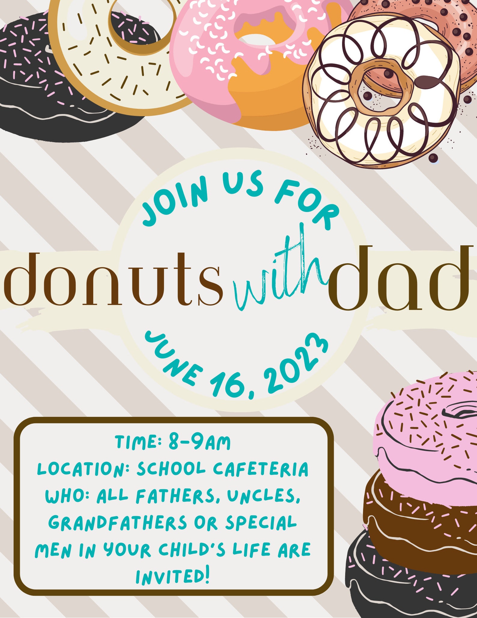 Donuts With Dad Flyer/invitation, Donuts With Dad Editable Template ...