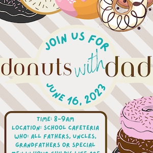 Donuts With Dad Flyer/invitation, Donuts With Dad Editable Template ...