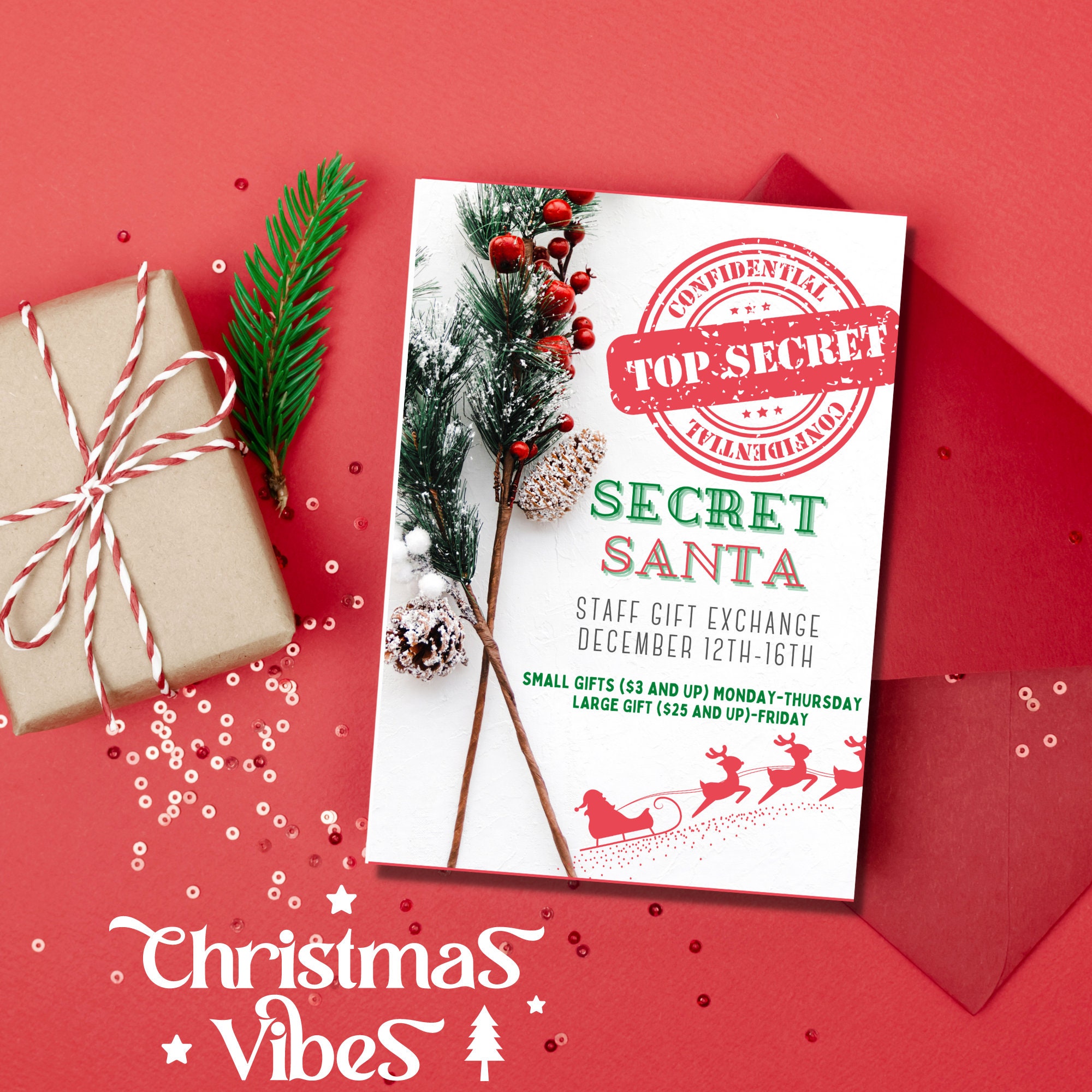 Secret Santa Flyer, Secret Santa Instructions, Office Secret Santa ...